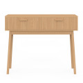 Console bois coloris chêne 2 tiroirs lattes tasseau - JULIETTE | IDMarket
