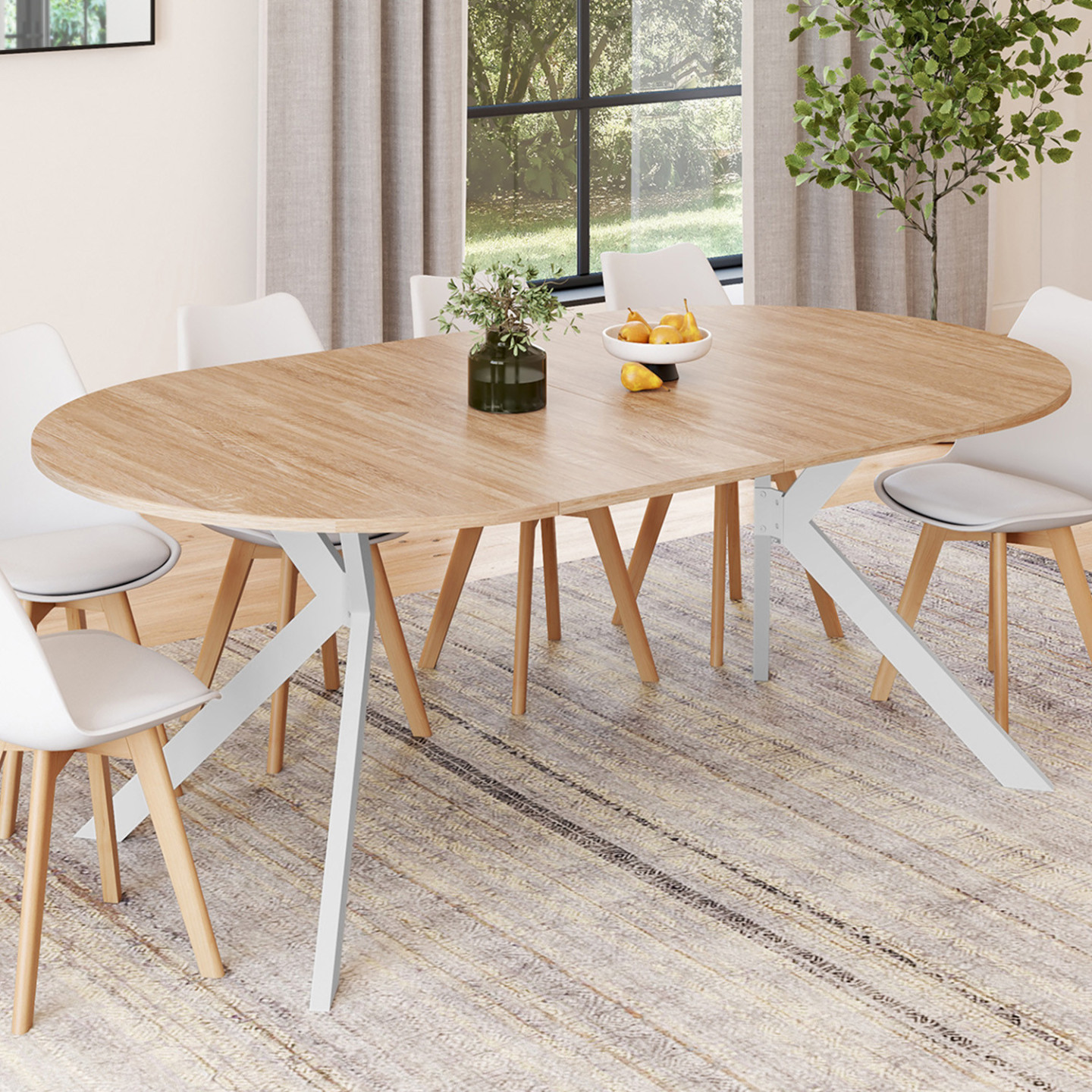 Mesa de comedor redonda extensible para 4-10 personas, madera y pata de ...