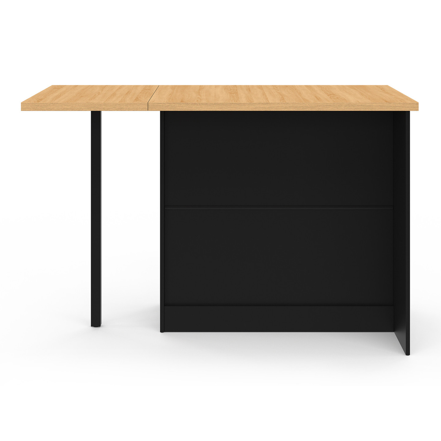 Ilot central 140 cm bois noir avec plan de travail façon hêtre - CESAR ...