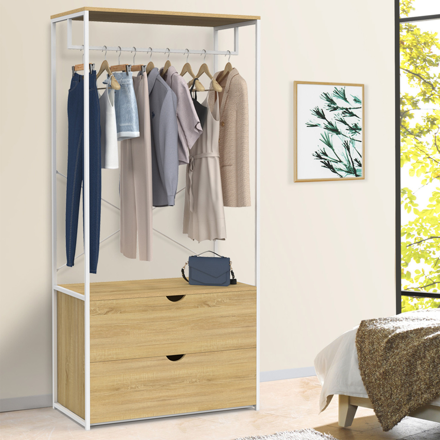 Dressing penderie industriel bois et métal blanc - DETROIT | IDMarket