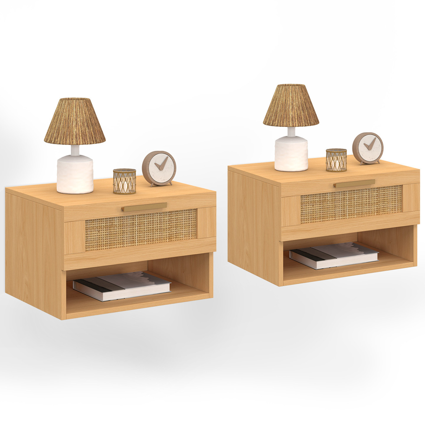 Set di 2 comodini in canna naturale e legno - ROBERT | Anglaise IDMarket