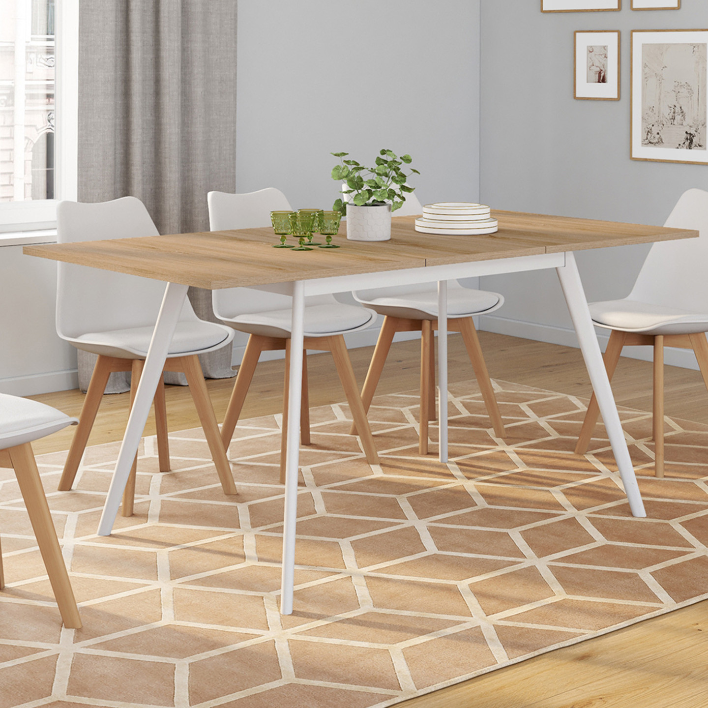 Table scandinave extensible bois 8 personnes pas cher | ID Market