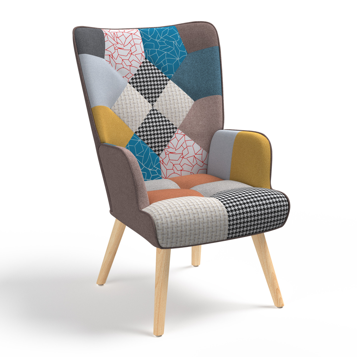 Fauteuil scandinave patchwork multicolore pas cher | ID Market