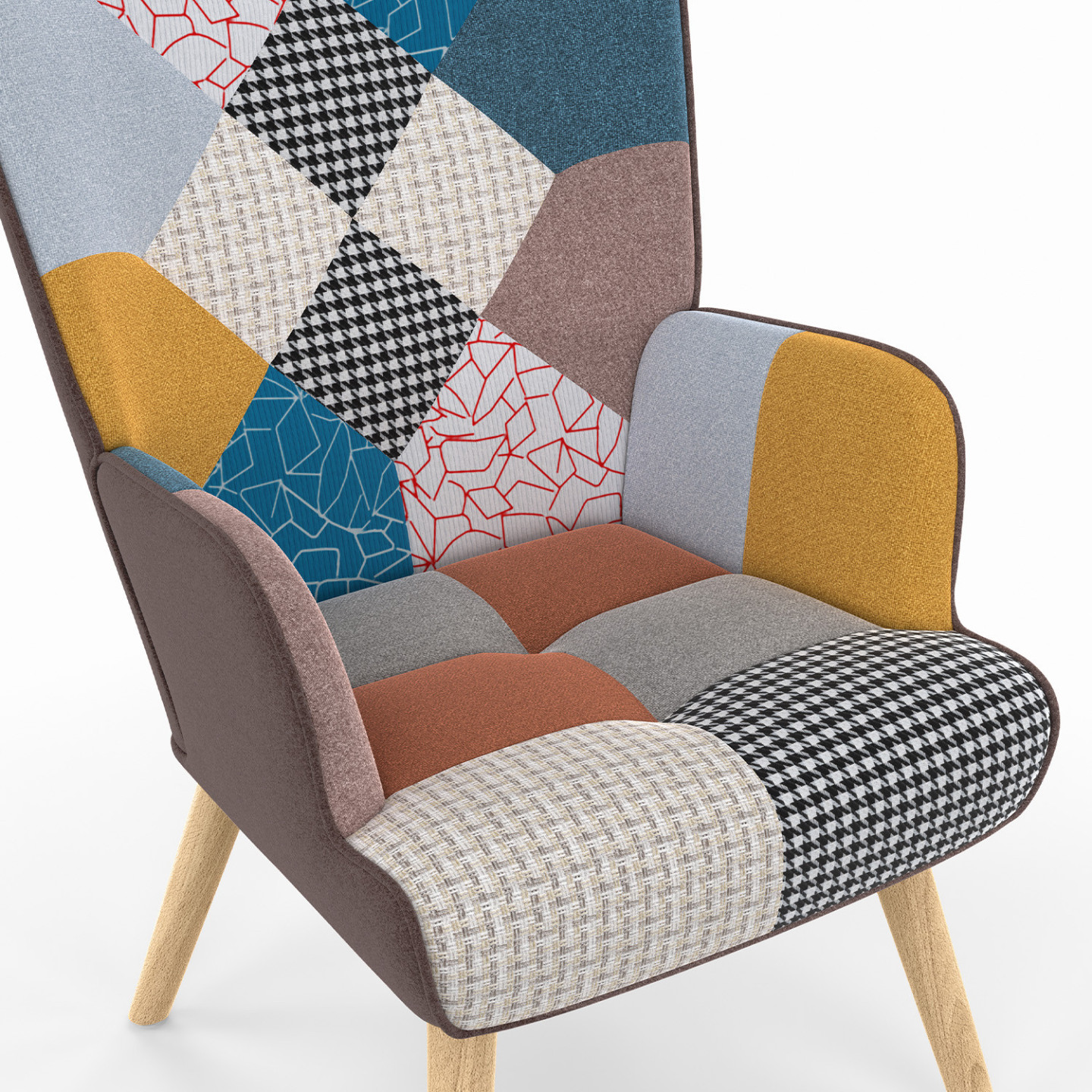 Fauteuil scandinave patchwork multicolore pas cher | ID Market