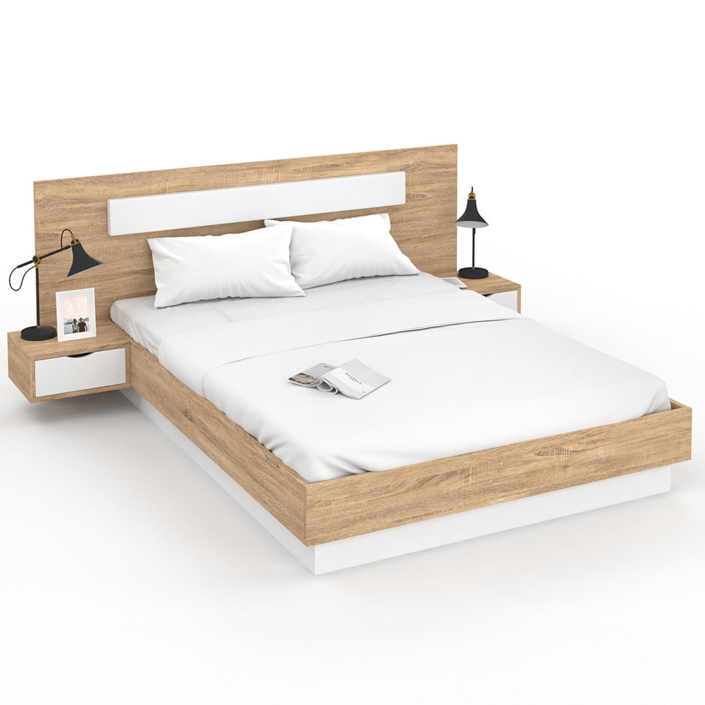 Lit Blanc Et Bois