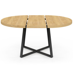 Table à manger extensible ronde bois et noir 4-8 personnes - SELMA |ID ...