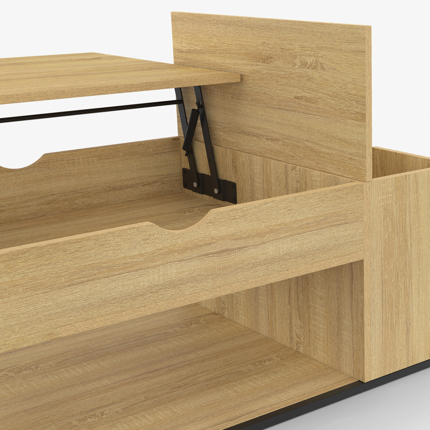 Table basse industrielle plateau relevable bois et métal avec coffre ...