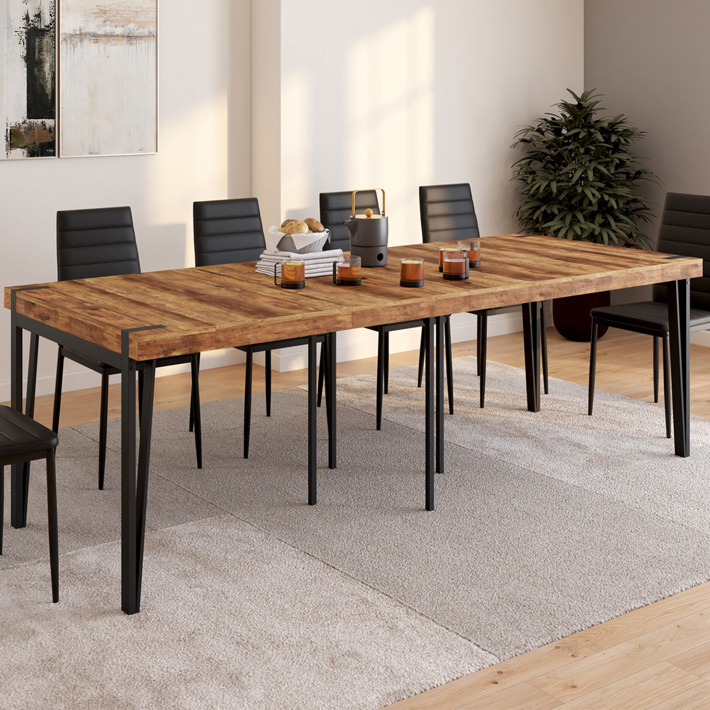 Table console extensible 10 personnes 235 cm design industriel ...