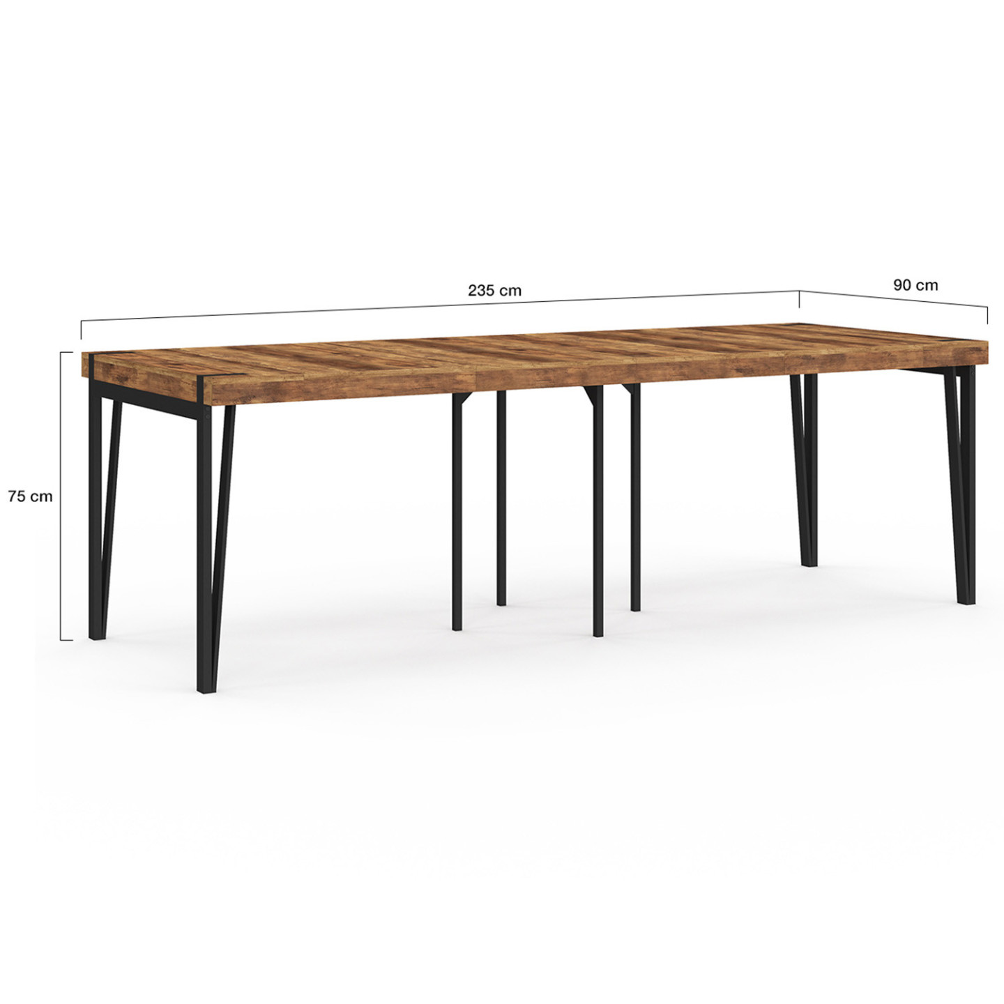 Table console extensible 10 personnes 235 cm design industriel ...