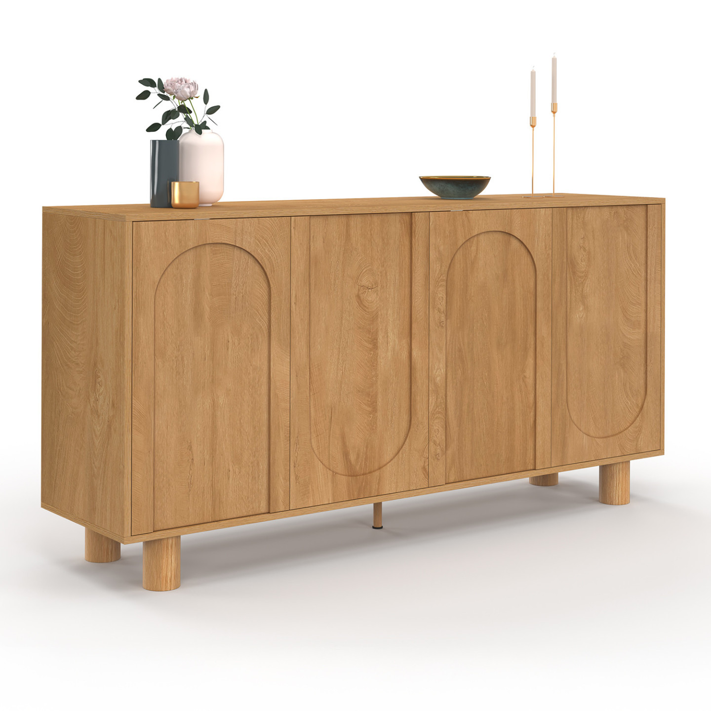 Buffet 160 cm 4 portes design arche bois façon chêne - ARCHIE | IdMarket