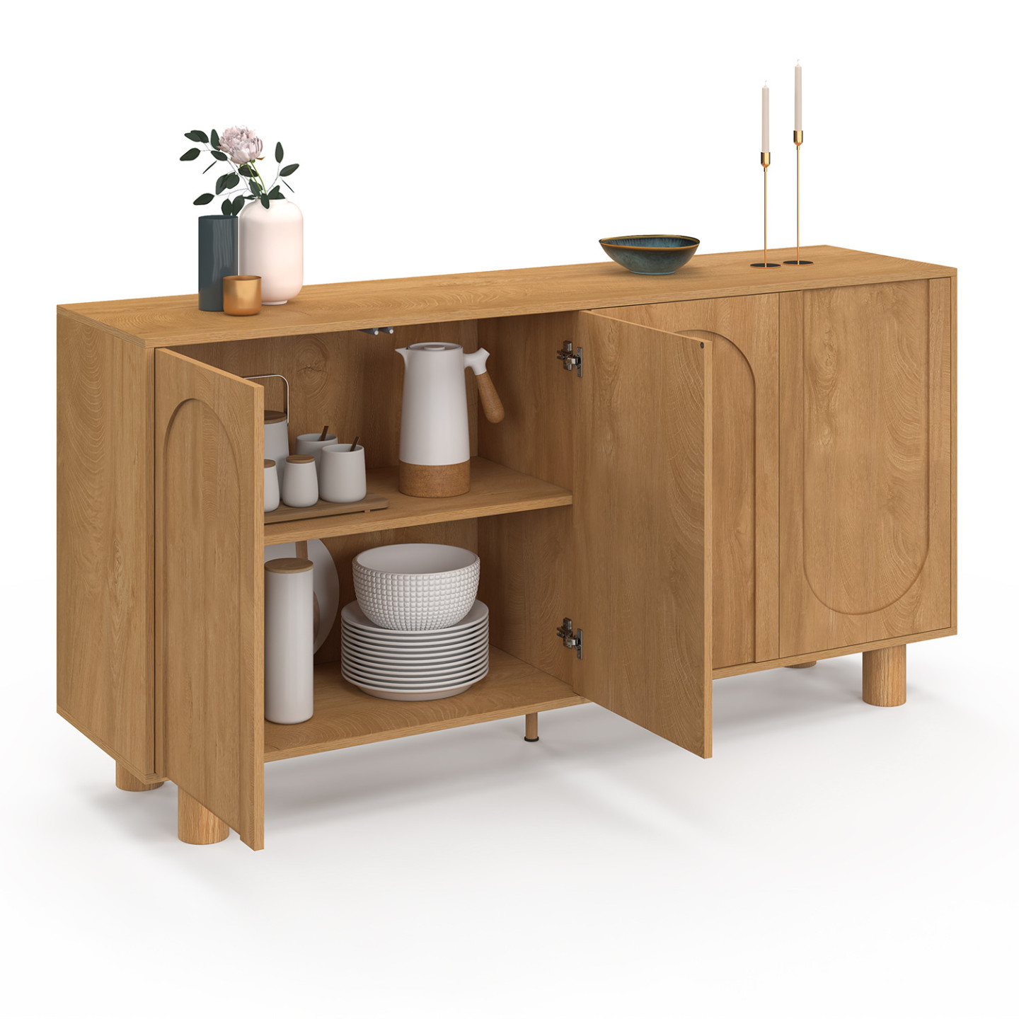 Buffet 160 cm 4 portes design arche bois façon chêne - ARCHIE | IdMarket