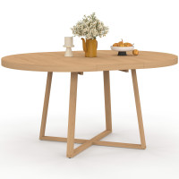 Table à manger extensible ronde 4-8 personnes bois effet hêtre 110-150 ...